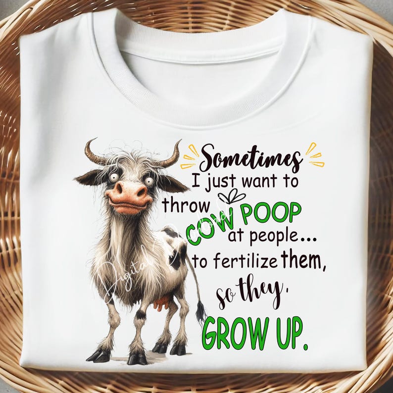 Throw Cow Poop Funny Cow, Sarcastic Saying Quote Clip Art PNG ...