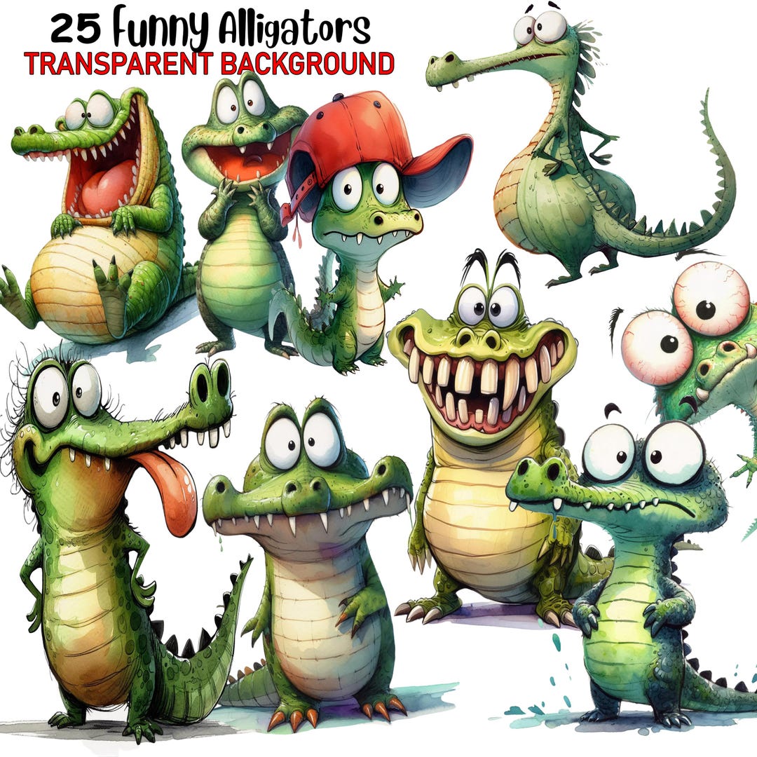 25 Transparent Background Funny Alligator Gator Clip Art, PNG 300 Dpi ...