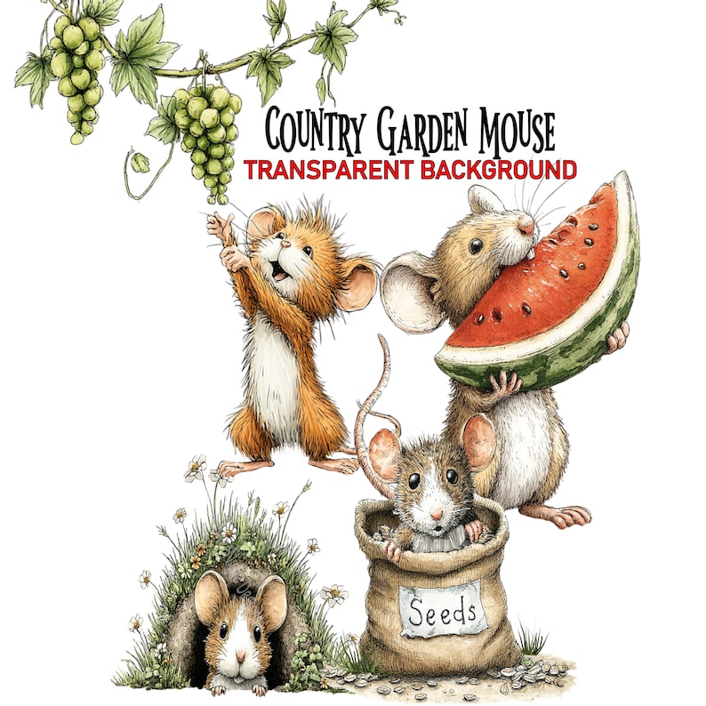 Country Garden Mouse PNG Clipart, 15 Whimsical Mice Graphics ...