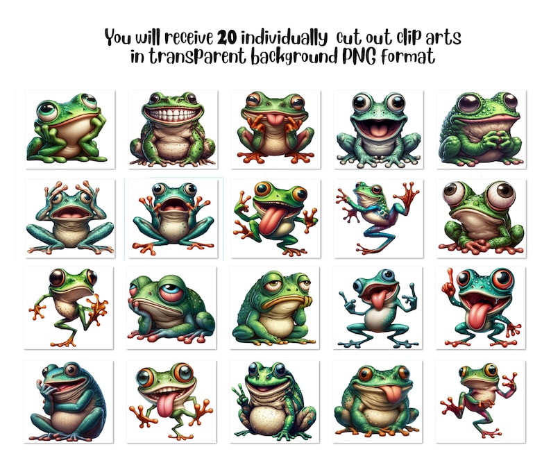 20 Transparent Background Funny Crazy Frogs Clip Art, PNG 300 Dpi High ...