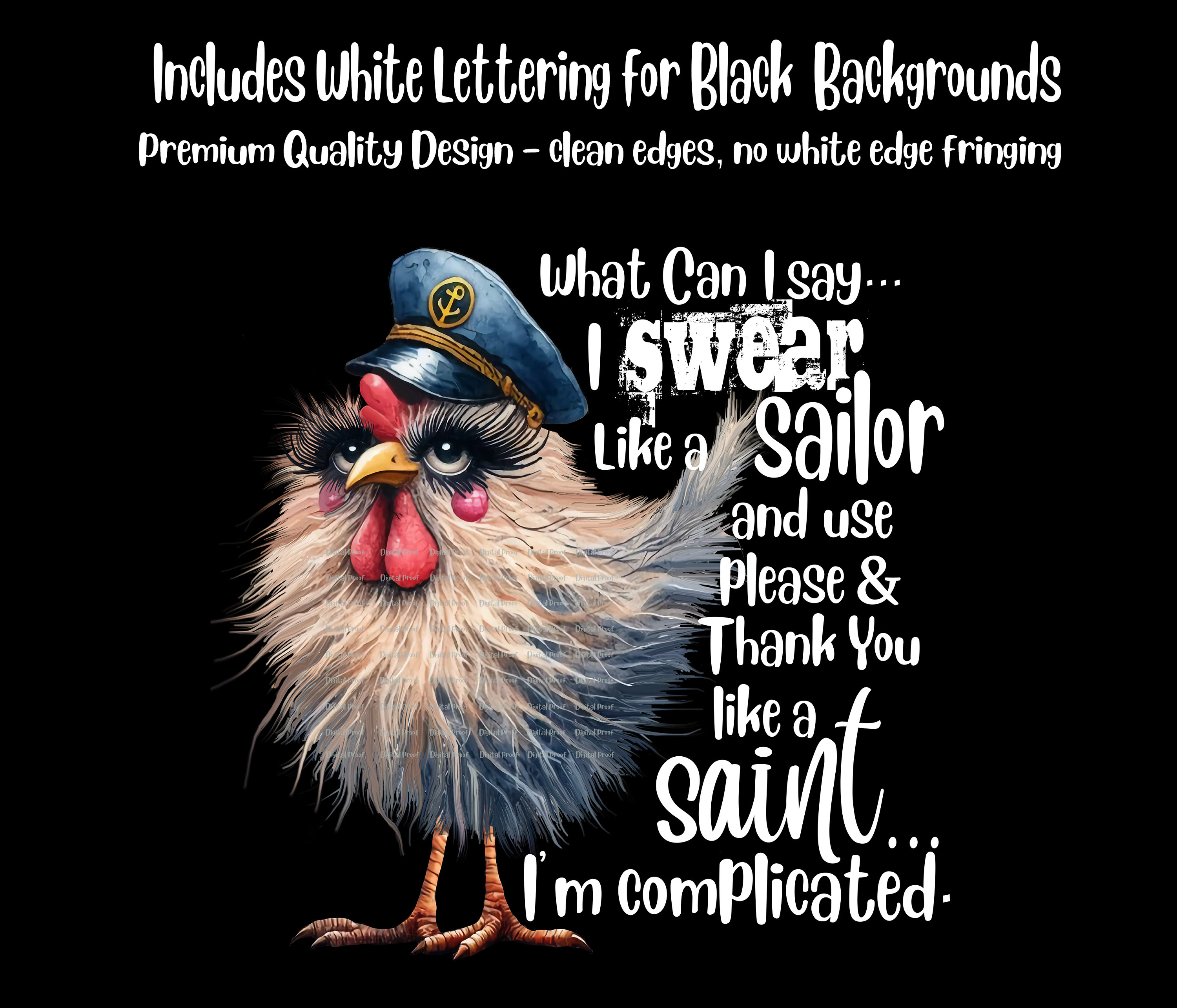 Sailor and Saint Chicken, Funny Sarcastic Saying Quote and Clipart ...
