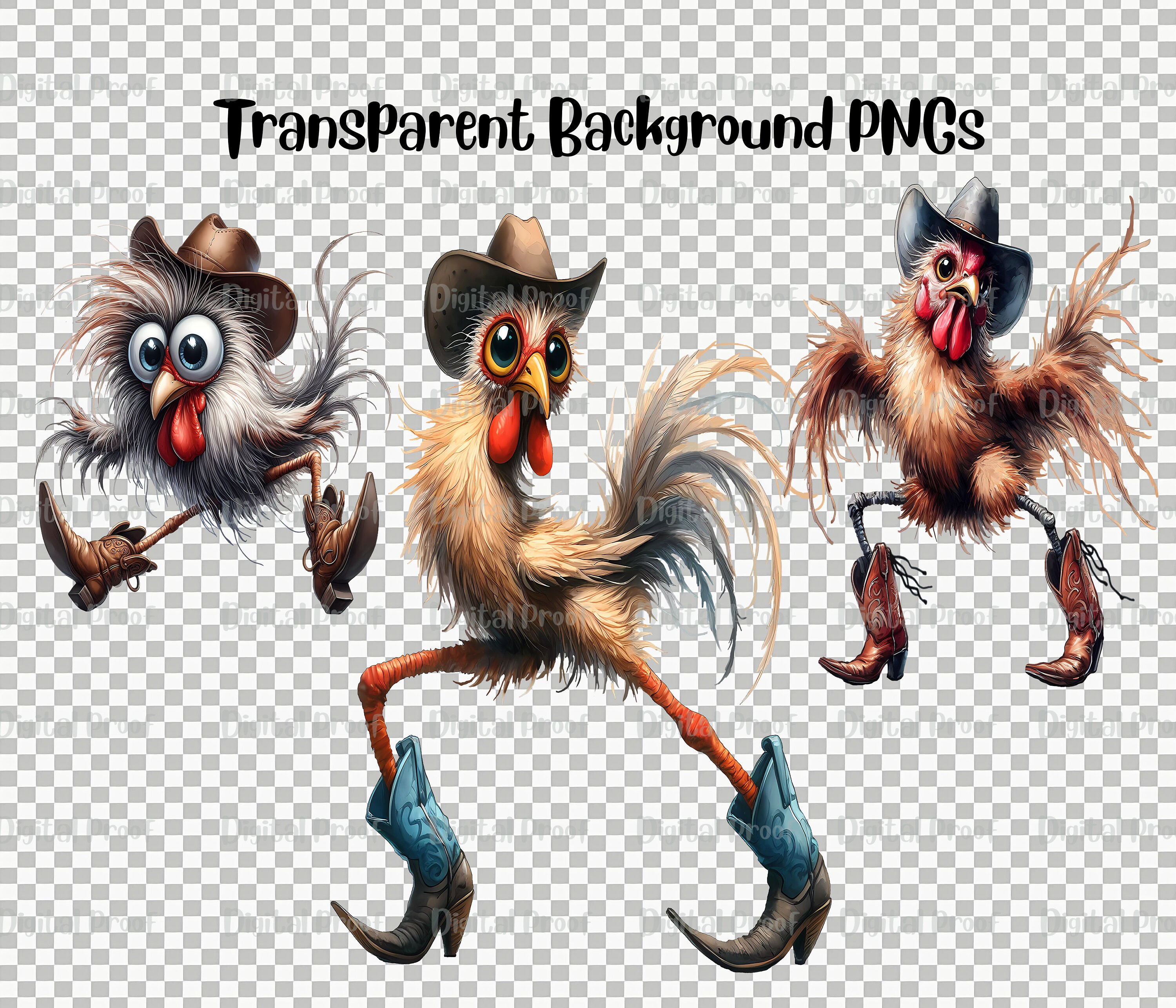 20 Funny Country Chickens Transparent Background PNG 300 DPI High ...