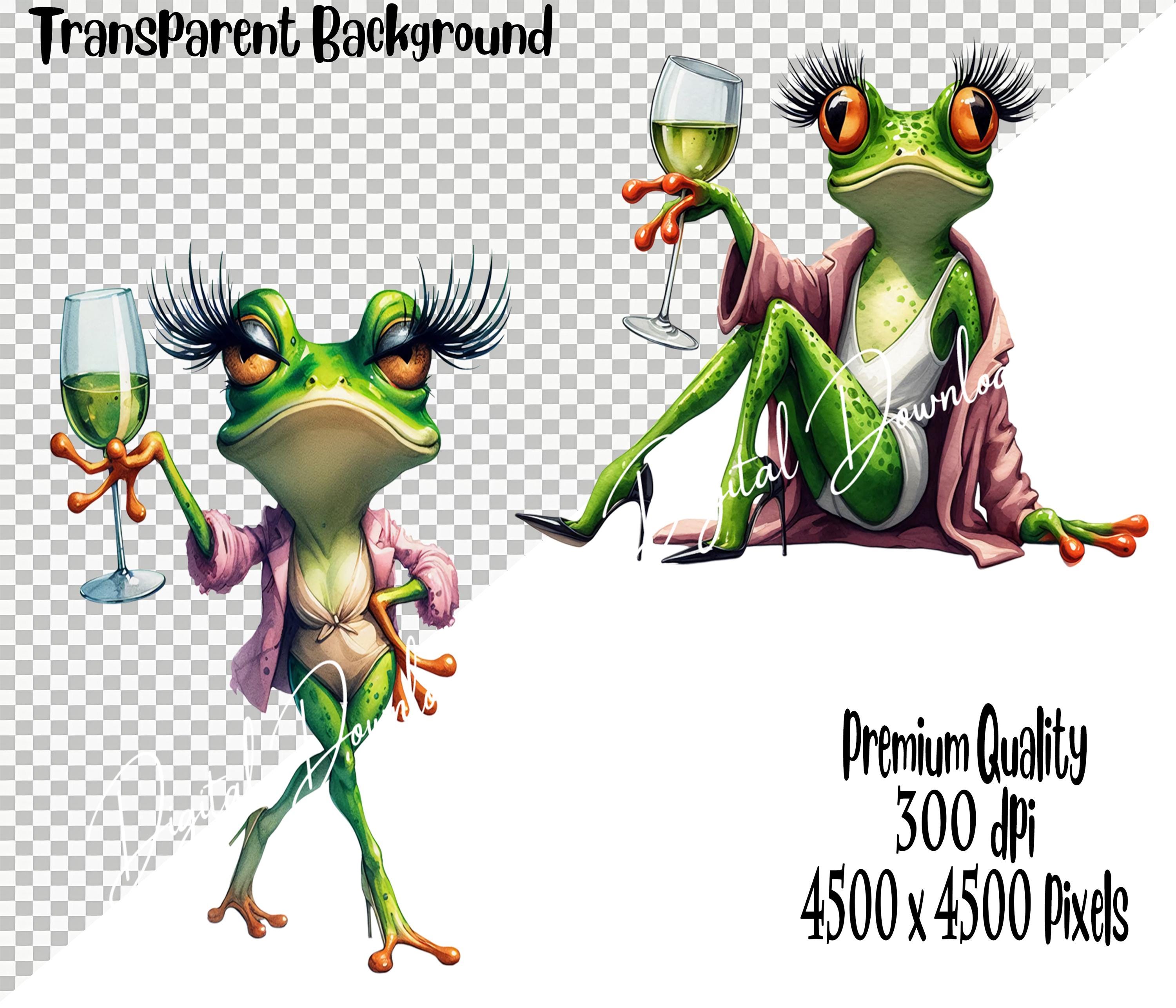 12 Whimsical Lady Frogs Clipart Character Pngs, Transparent Background ...