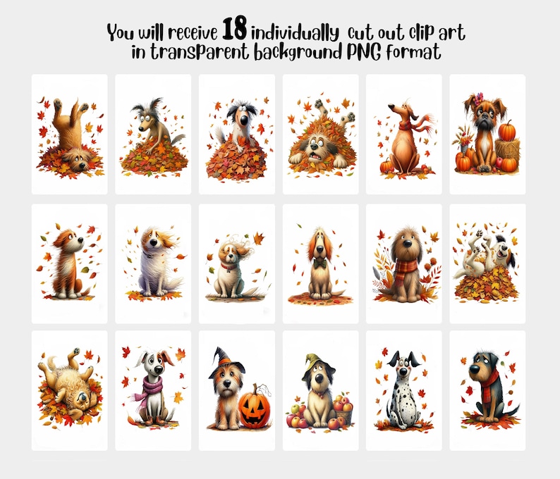 Autumn Dogs PNG Clip Art: Whimsical Fall Pups Graphics Transparent ...