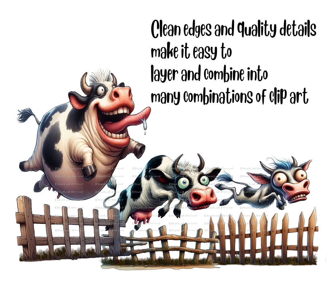 10 Transparent Background Funny Cows Jumping Fences Clip Art, PNG 300 ...