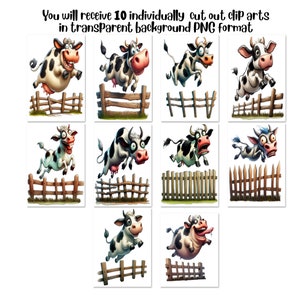 10 Transparent Background Funny Cows Jumping Fences Clip Art, PNG 300 ...