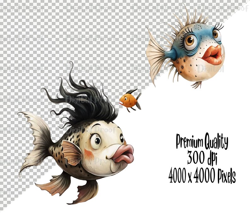 20 Transparent Background Funny Kissy Face Fish Clip Art, PNG 300 Dpi ...