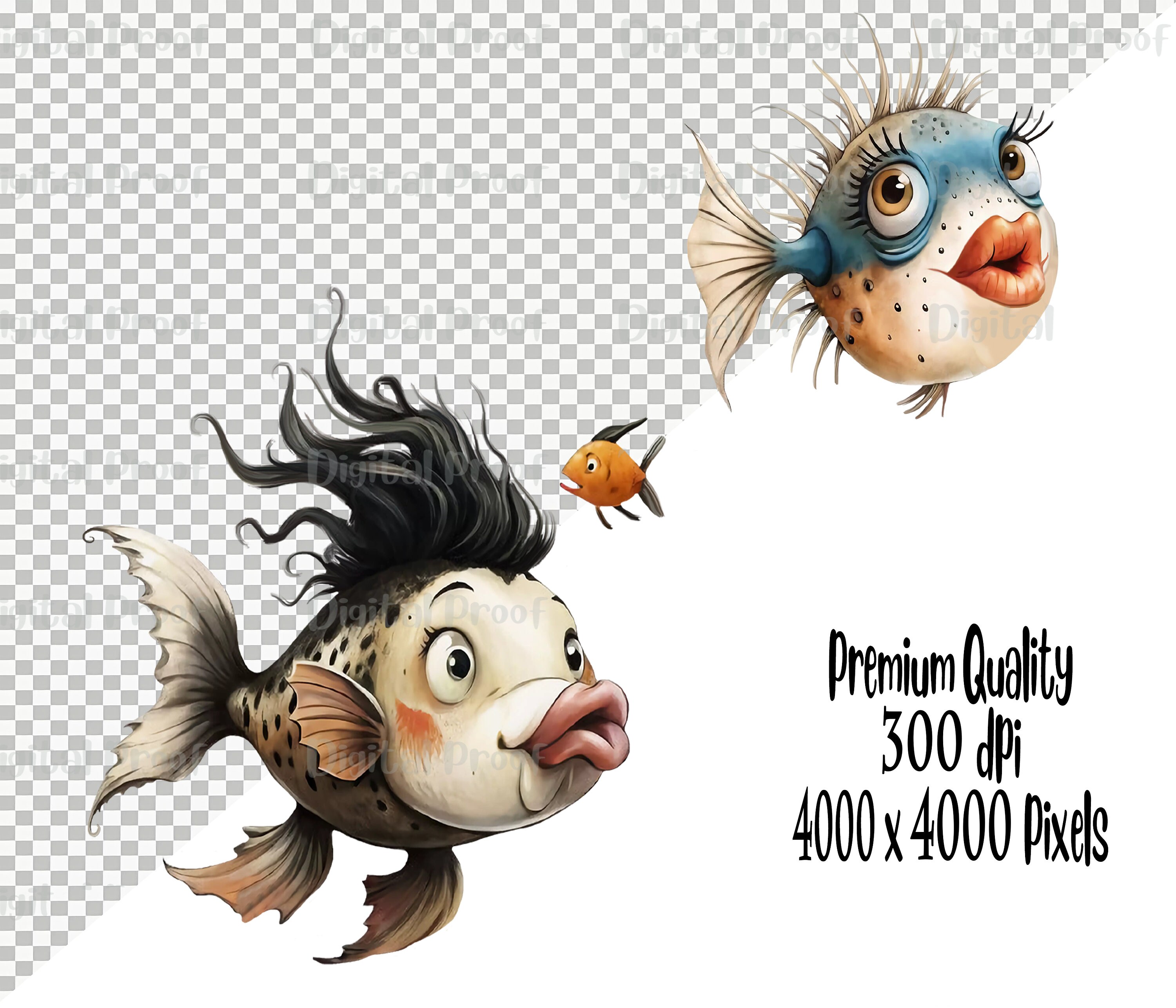 20 Transparent Background Funny Kissy Face Fish Clip Art, PNG 300 Dpi ...