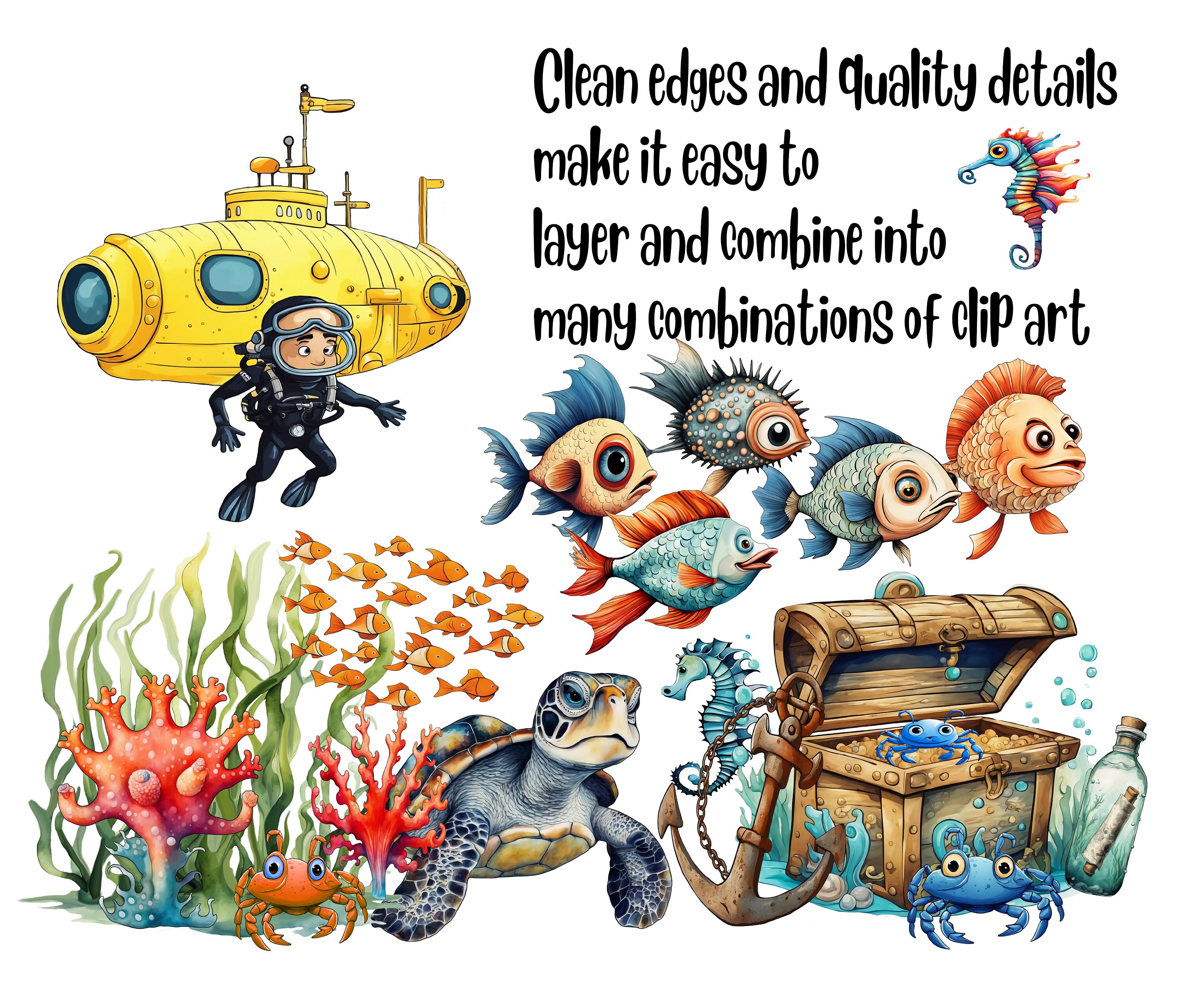 80 Transparent Background Ocean Sea Life Underwater Clip Art, PNG 300 ...