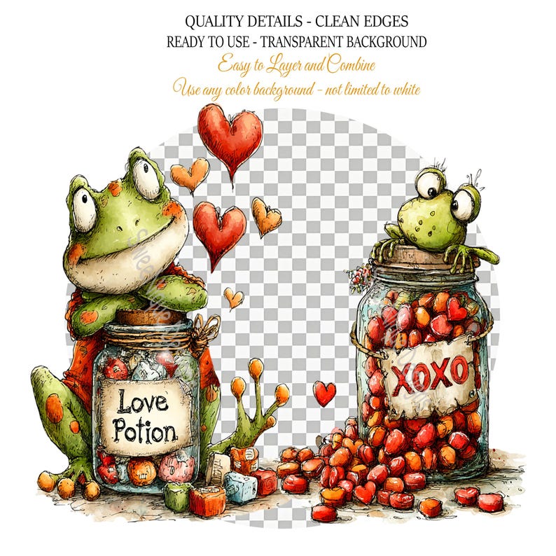 Funny Love Potion Frogs PNG Clipart: 16 Whimsical Valentine Graphics ...