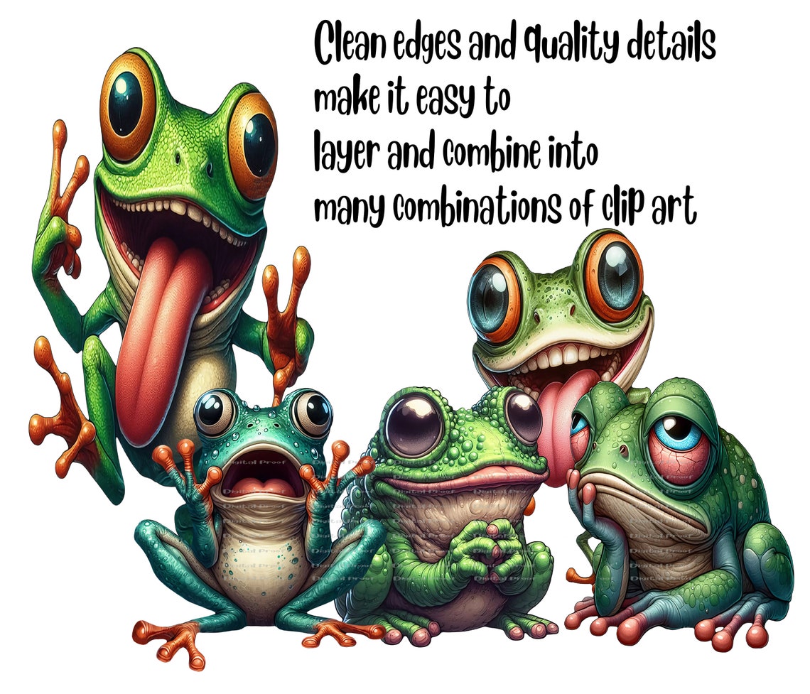 20 Transparent Background Funny Crazy Frogs Clip Art, PNG 300 Dpi High ...