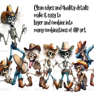 28 Transparent Background Funny Cowboy Skeletons Clip Art, PNG 300 Dpi ...