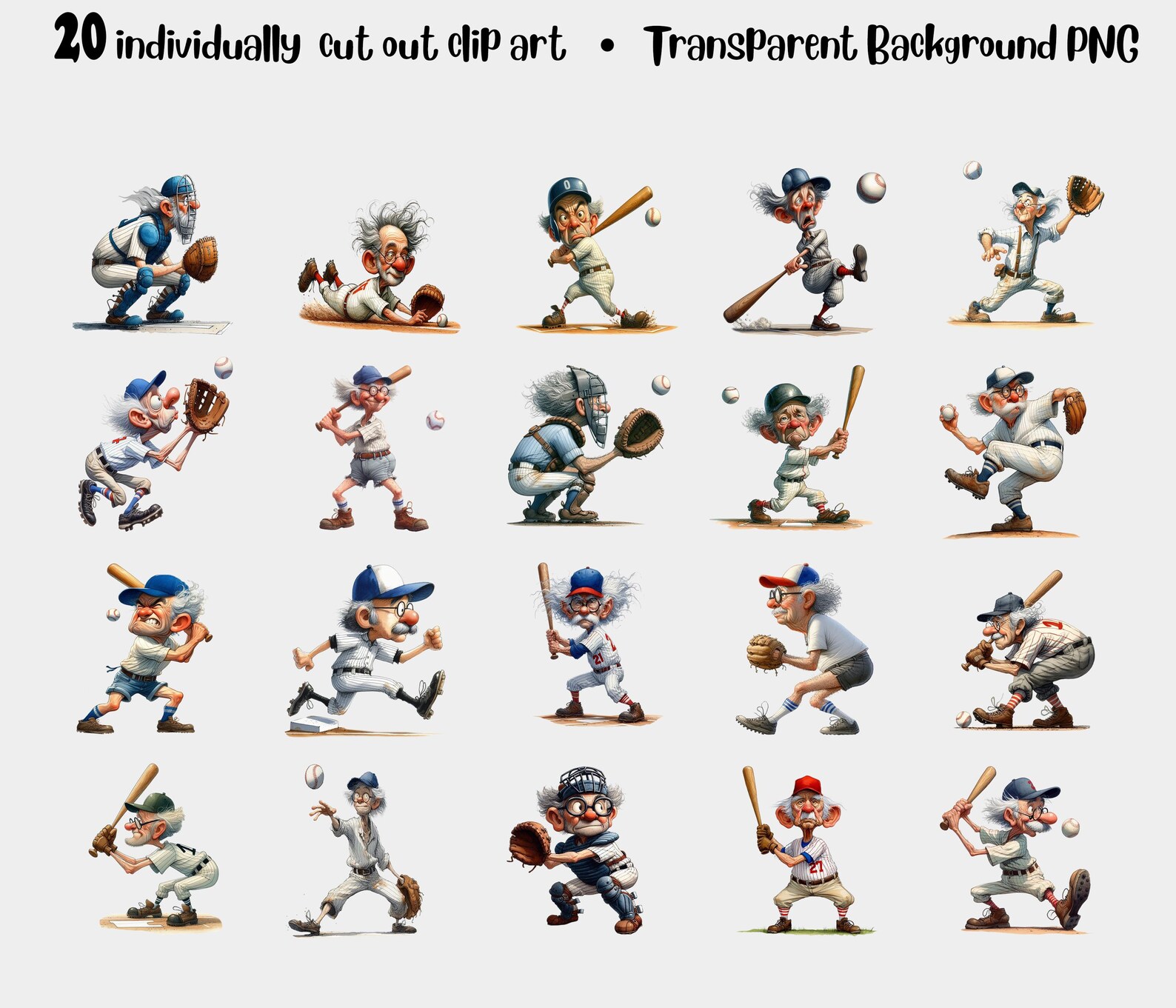 Funny Grandpa Baseball PNG Clipart: 20 Old Man Graphics Transparent ...