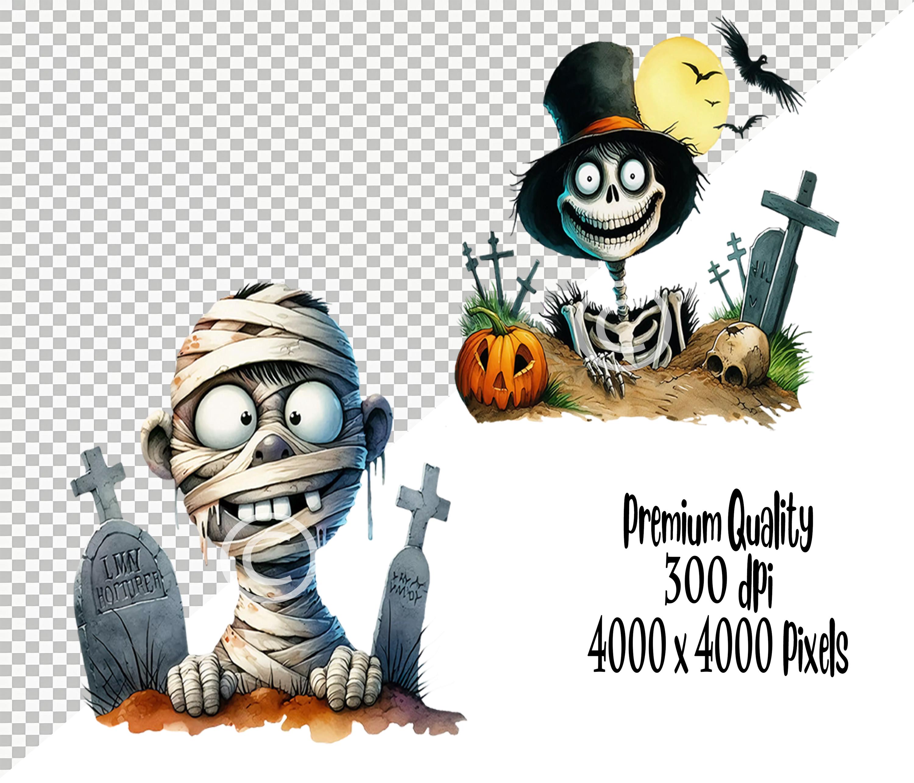 24 Transparent Background Cute Spooky Halloween Clip Art PNG 300 Dpi ...
