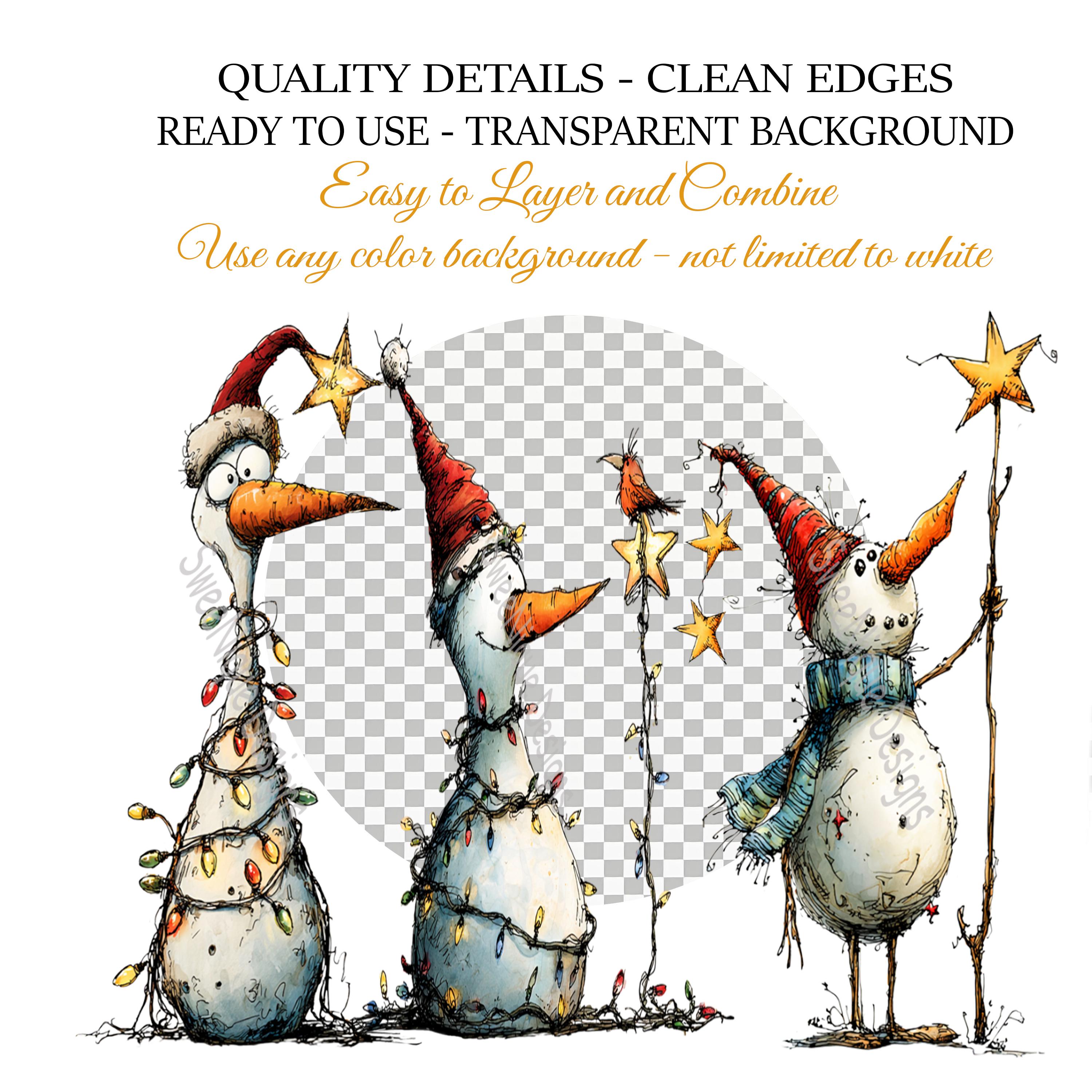 Whimsical Snowmen PNG Clipart | 16 Quirky Christmas Characters ...