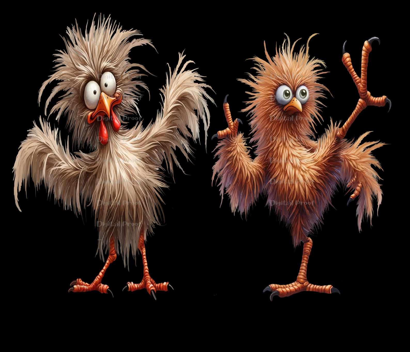 Funny Sassy Chickens PNG Clip Art: 22 Transparent Background Digital ...