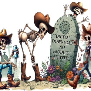 28 Transparent Background Funny Cowboy Skeletons Clip Art, PNG 300 Dpi ...