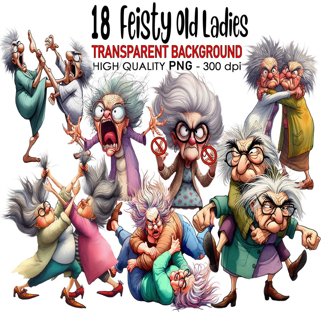 18 Transparent Background Feisty Old Ladies Clip Art, PNG 300 Dpi High ...