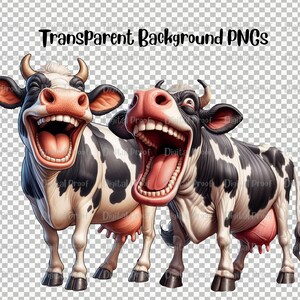 30 Transparent Background Funny Crazy Cows Clip Art, PNG 300 Dpi High ...