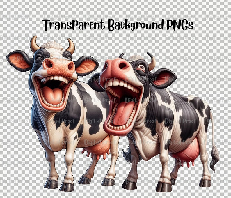30 Transparent Background Funny Crazy Cows Clip Art, PNG 300 Dpi High ...
