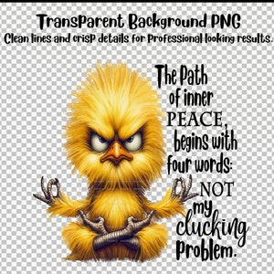 Not My Problem Chicken, Funny Sarcastic Saying Quote and Clip Art ...