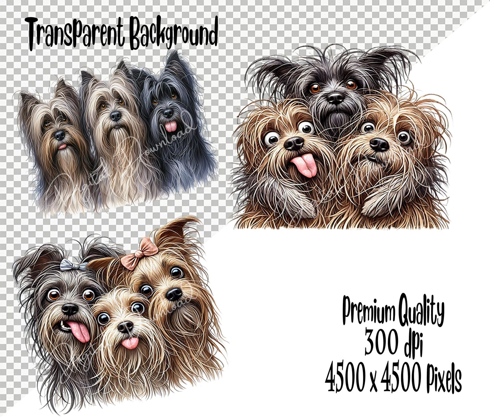 25 Scruffy Dog Best Friends Clip Art Transparent Background PNG 300 Dpi ...