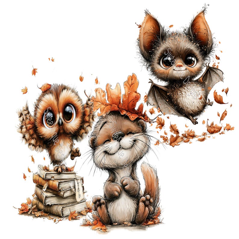 Autumn Forest Animals Clipart, 18 PNG Sweet Baby Animal Graphics ...