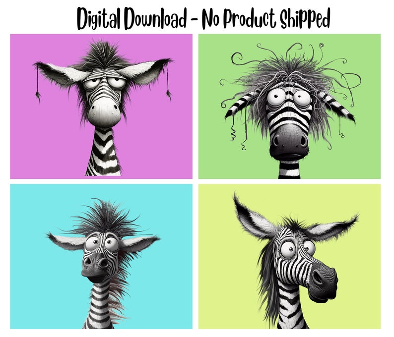 20 Transparent Background Funny Zebra Portrait Clip Art, PNG 300 Dpi ...