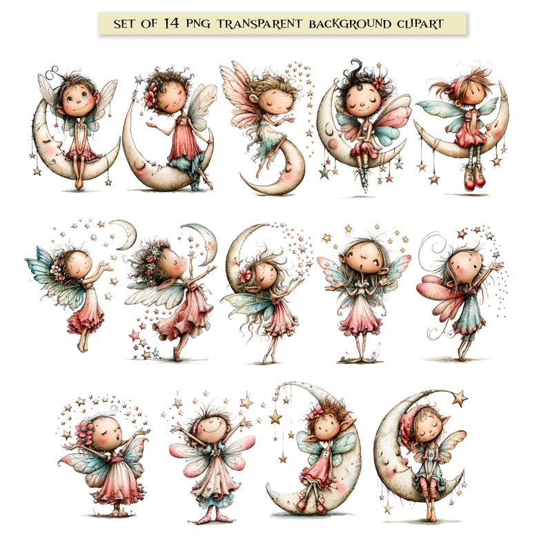 Storybook Whimsy Fairy PNG Clipart, Girl Catch a Falling Star ...