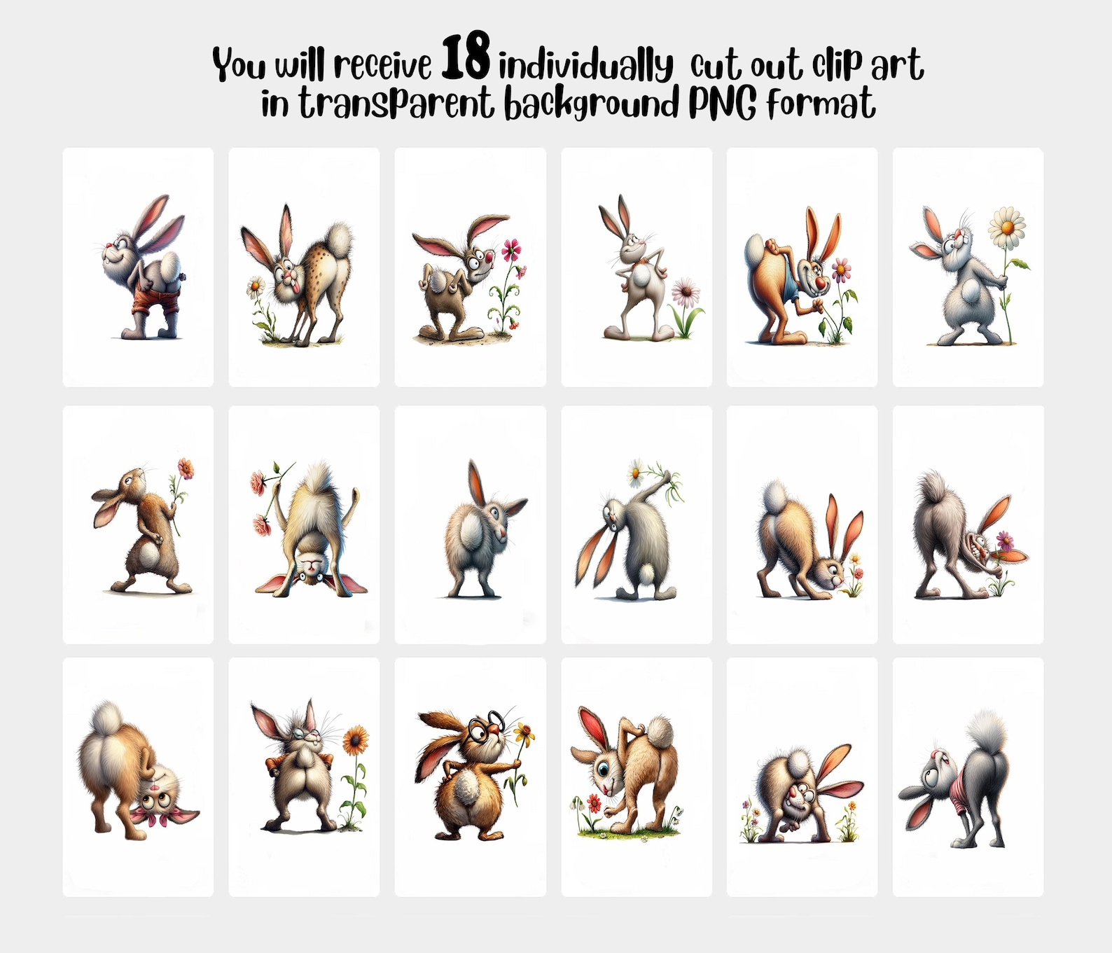 18 Transparent Background Funny Cheeky Bunny Rabbits Clip Art, PNG 300 ...