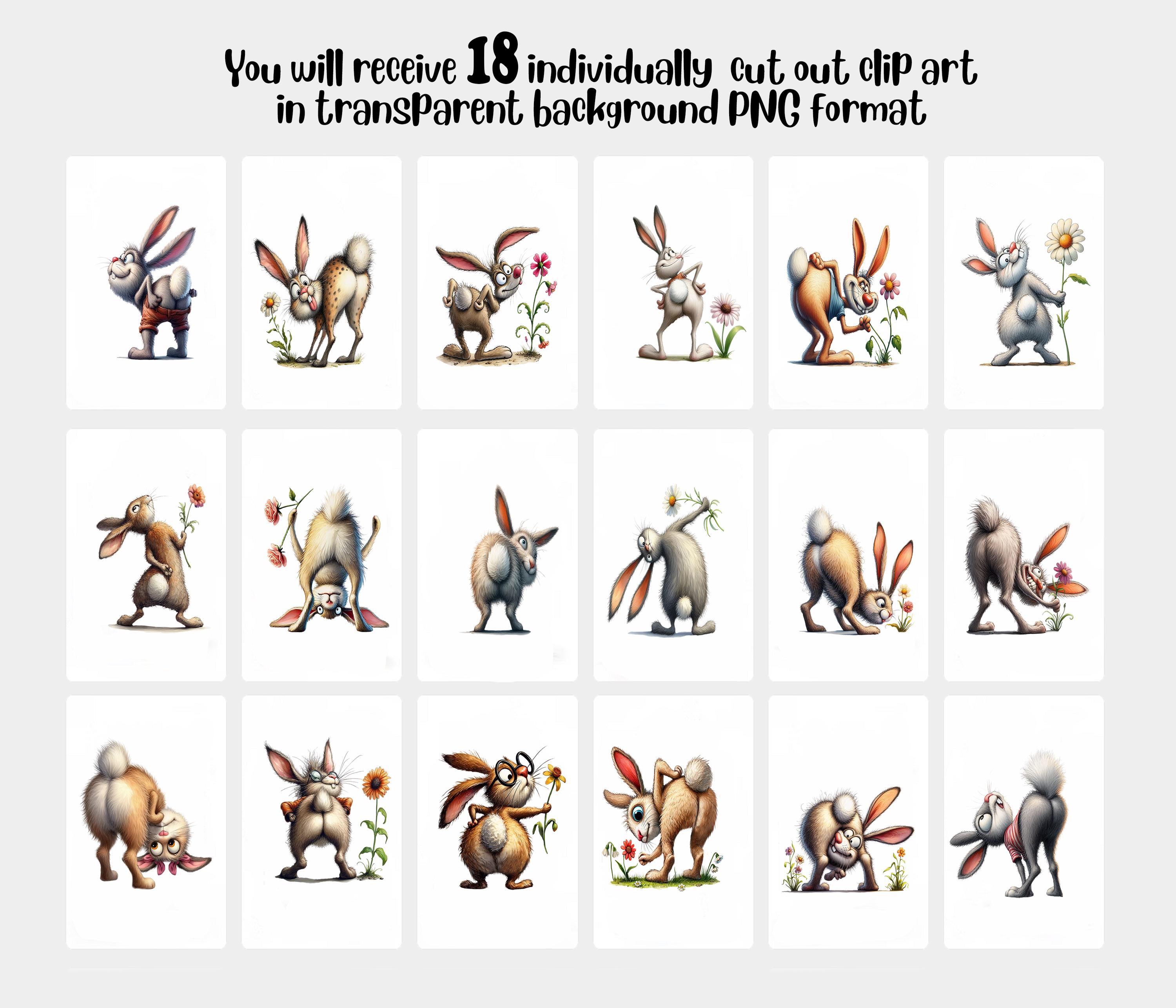 18 Transparent Background Funny Cheeky Bunny Rabbits Clip Art, PNG 300 ...