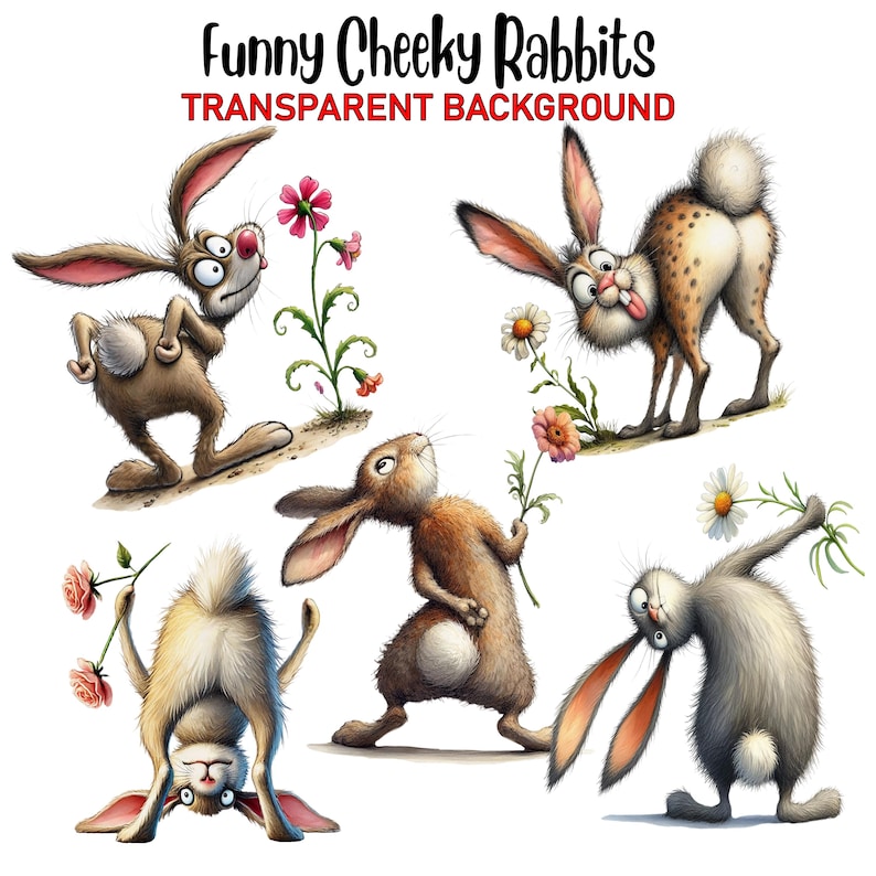 18 Transparent Background Funny Cheeky Bunny Rabbits Clip Art, PNG 300 ...