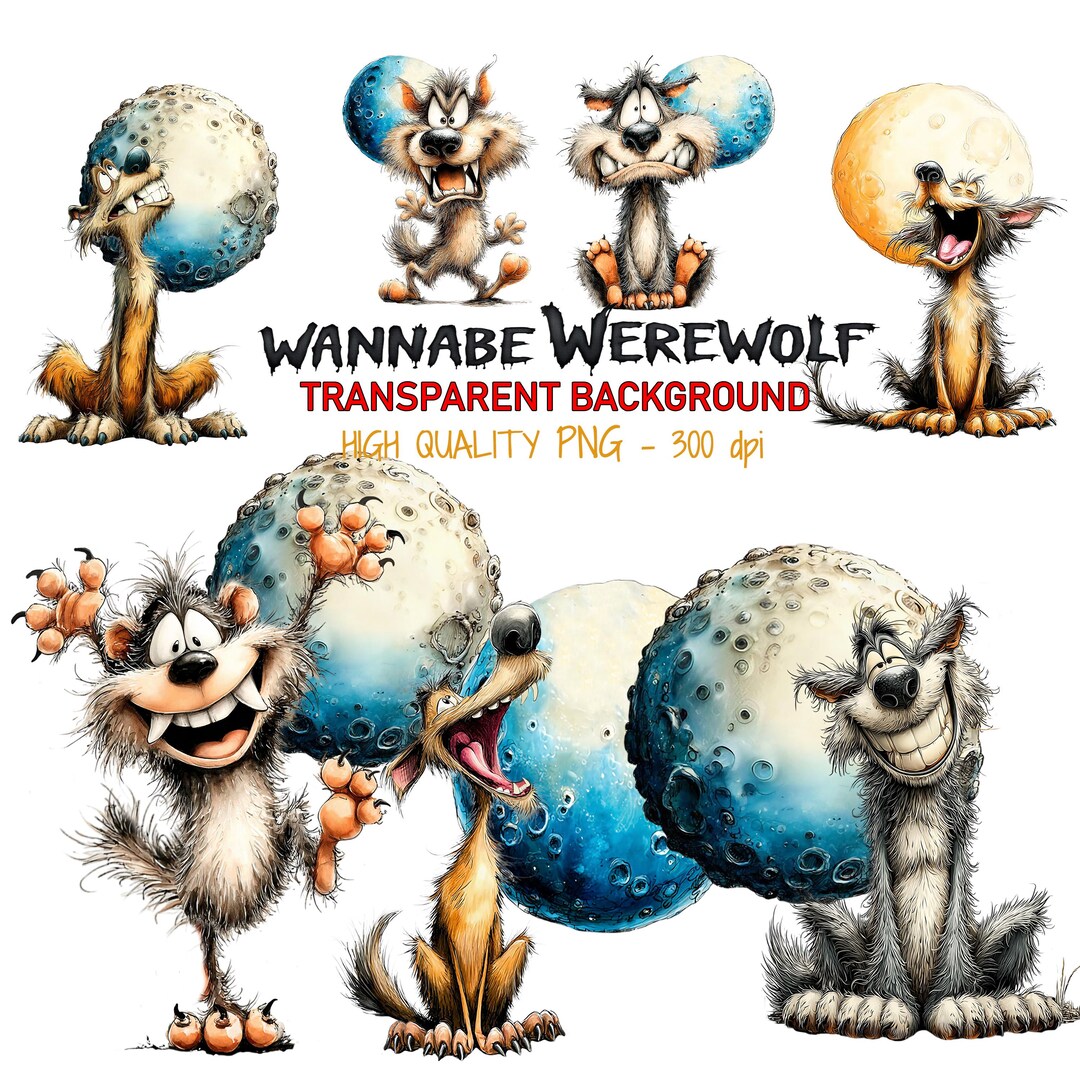 Cute Wannabe Werewolf Dogs PNG Clipart: Halloween Pup Graphics (12 ...