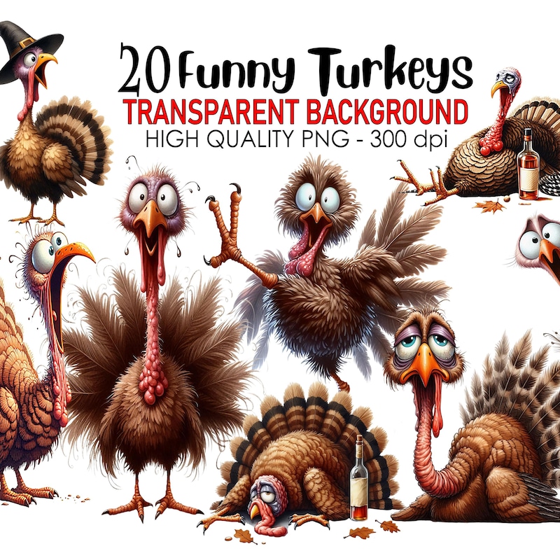 Funny Turkey Clipart - Etsy