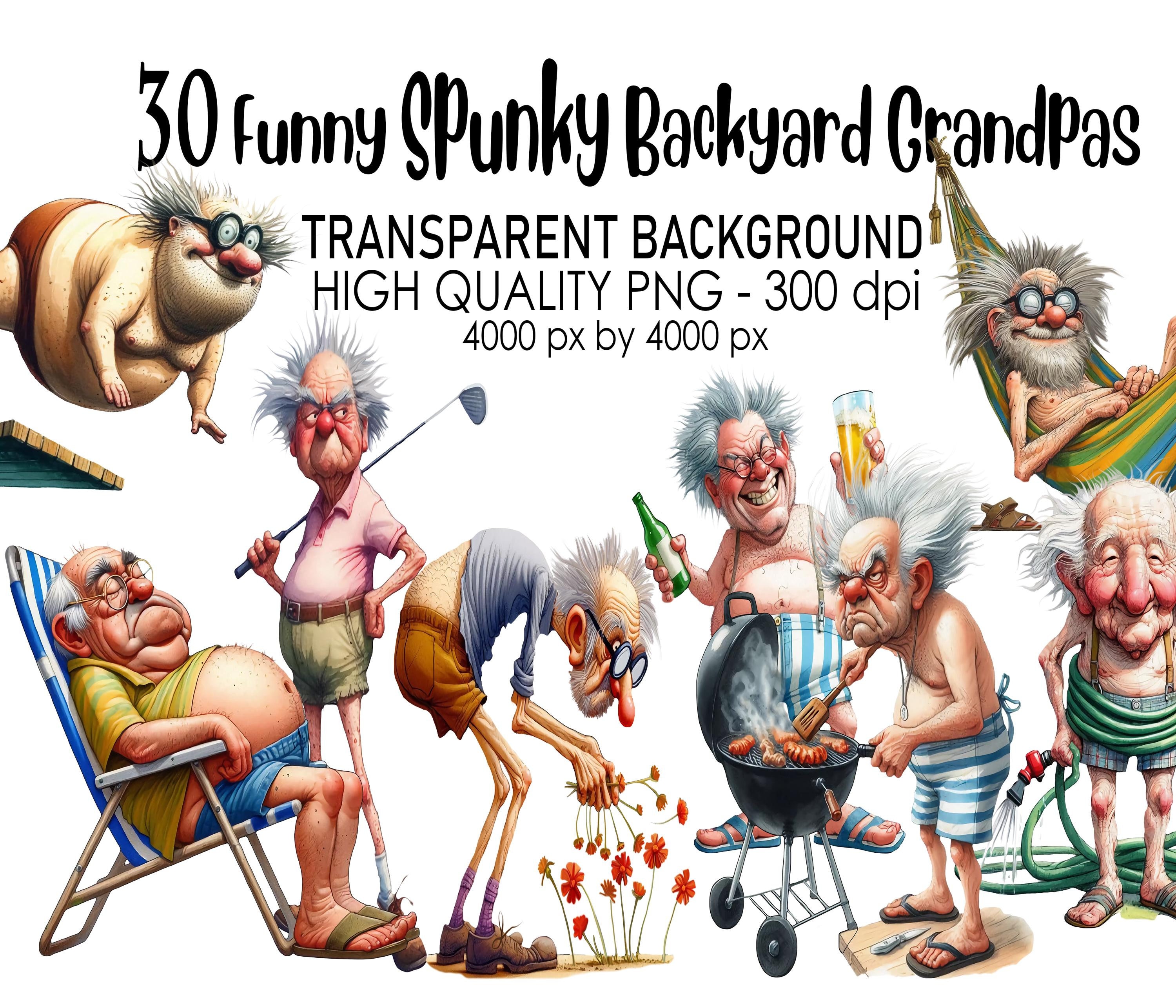 30 Transparent Background Funny Spunky Backyard Grandpa Clip Art, PNG ...