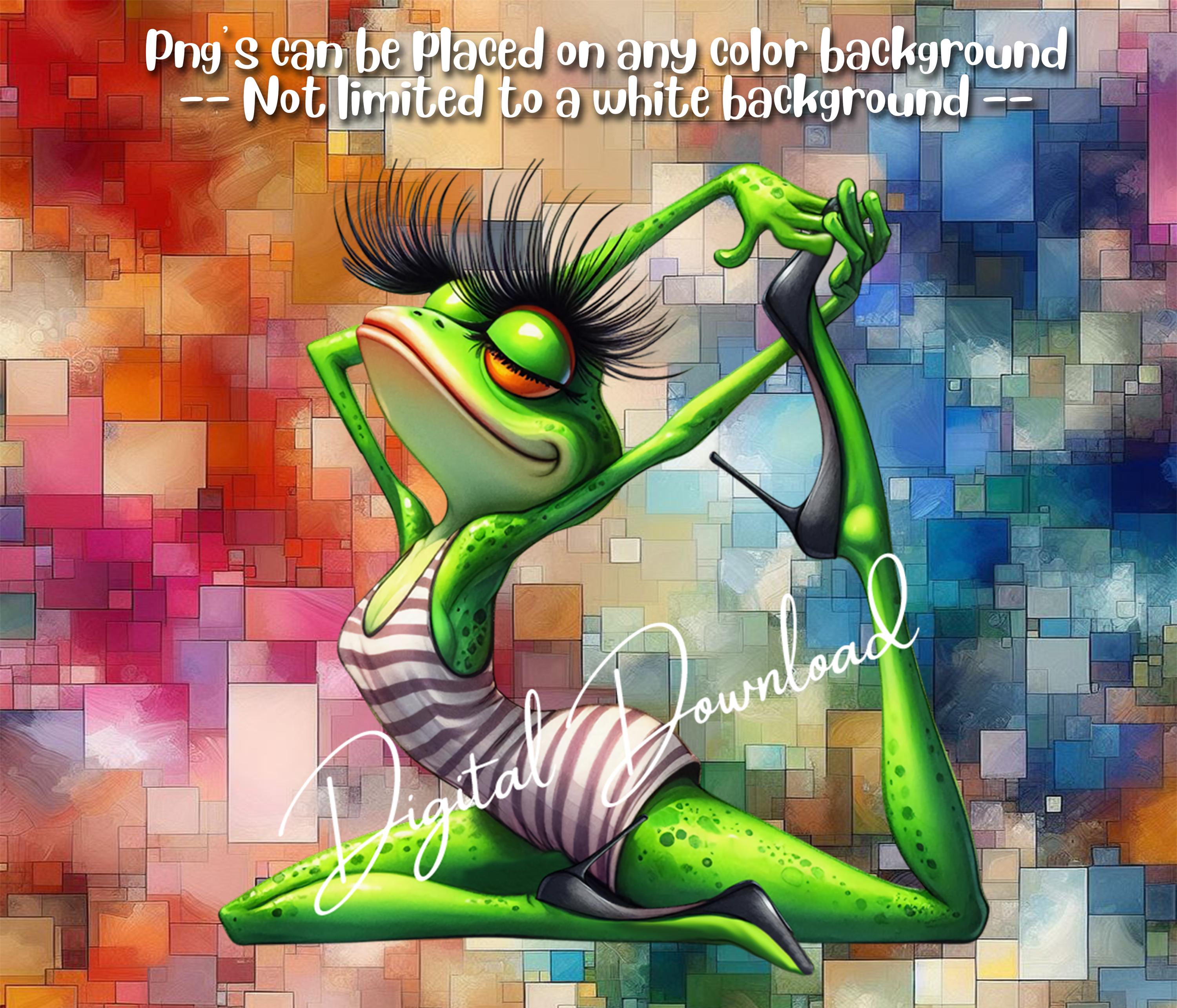 12 Whimsical Lady Frogs Clipart Character Pngs, Transparent Background ...
