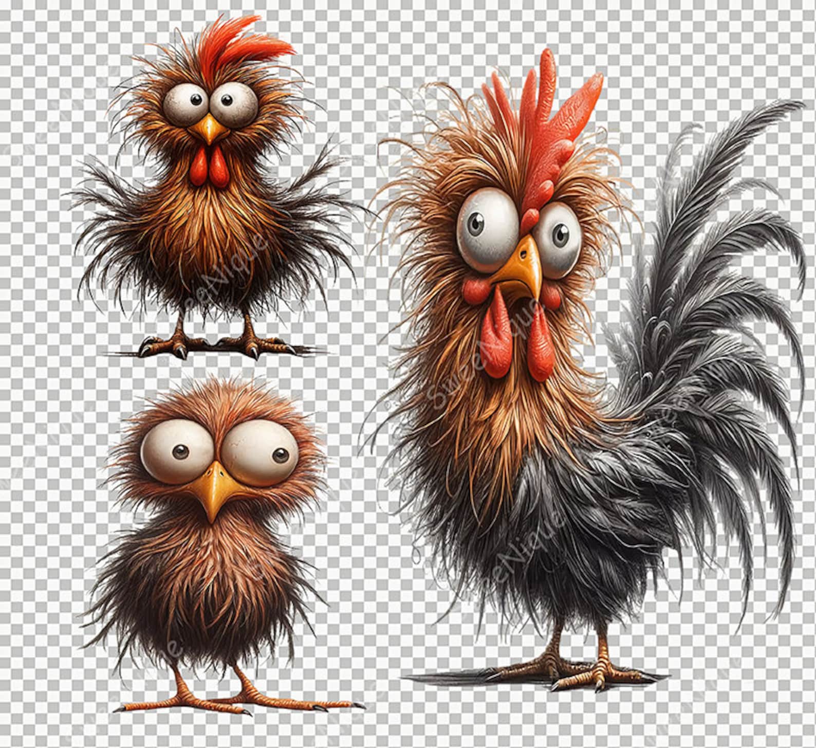 20 Transparent Background Funny Crazy Chickens Clip Art, PNG 300 Dpi ...