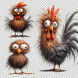 20 Transparent Background Funny Crazy Chickens Clip Art, PNG 300 Dpi ...