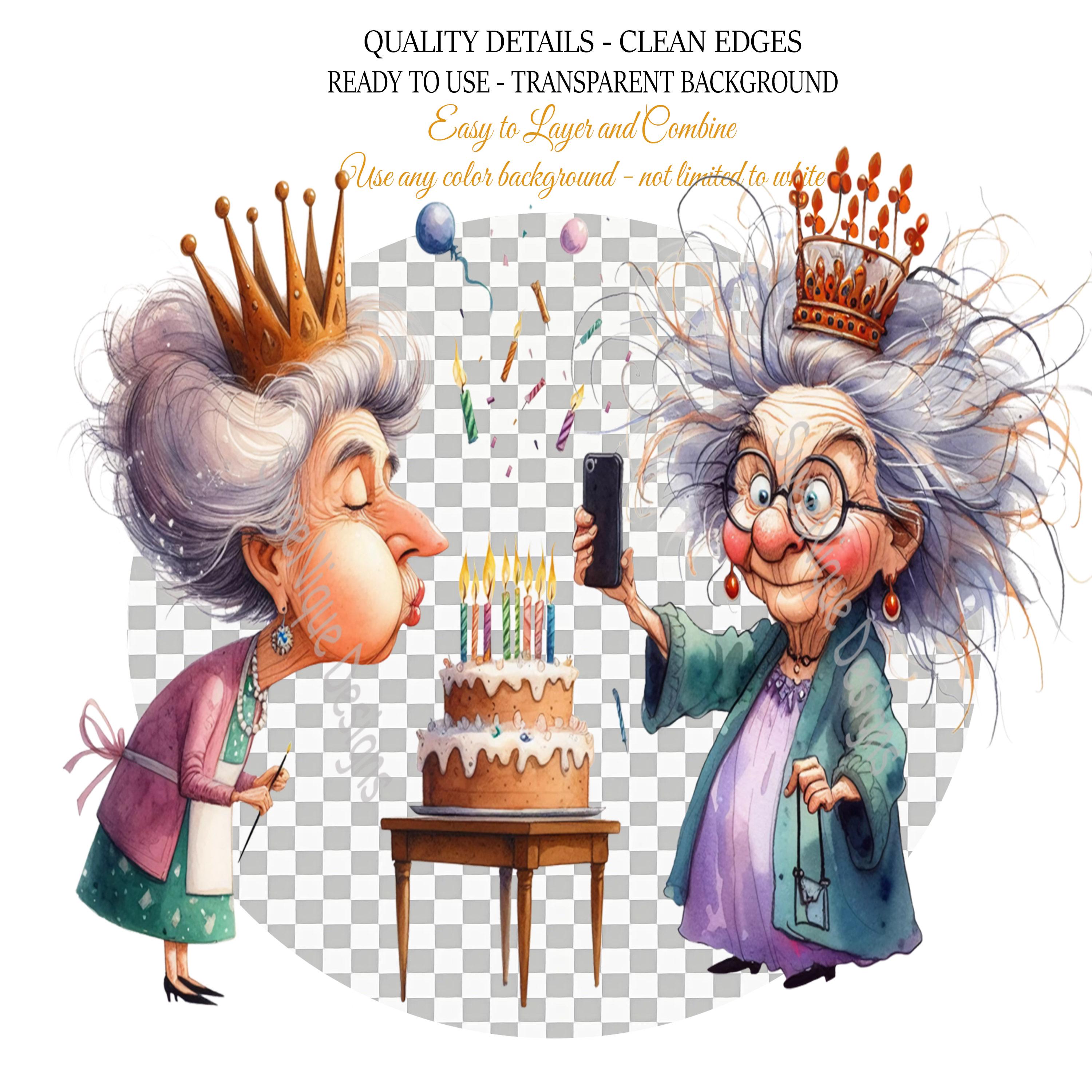 Queen of Sass Grandma PNG Clipart: 25 Funny Old Lady Graphics ...