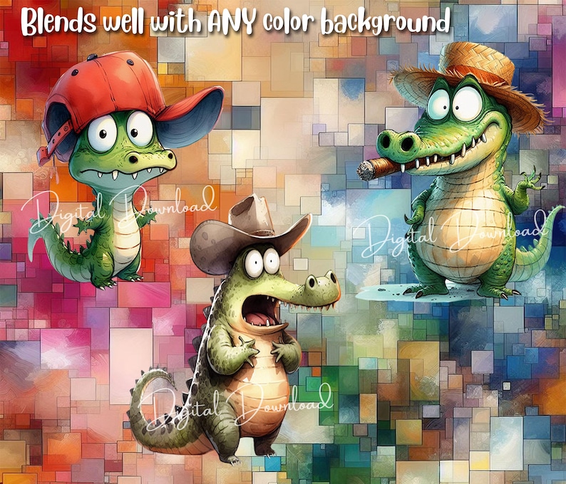 Funny Alligator PNG Clipart: 25 Transparent Background Graphics, Sassy ...