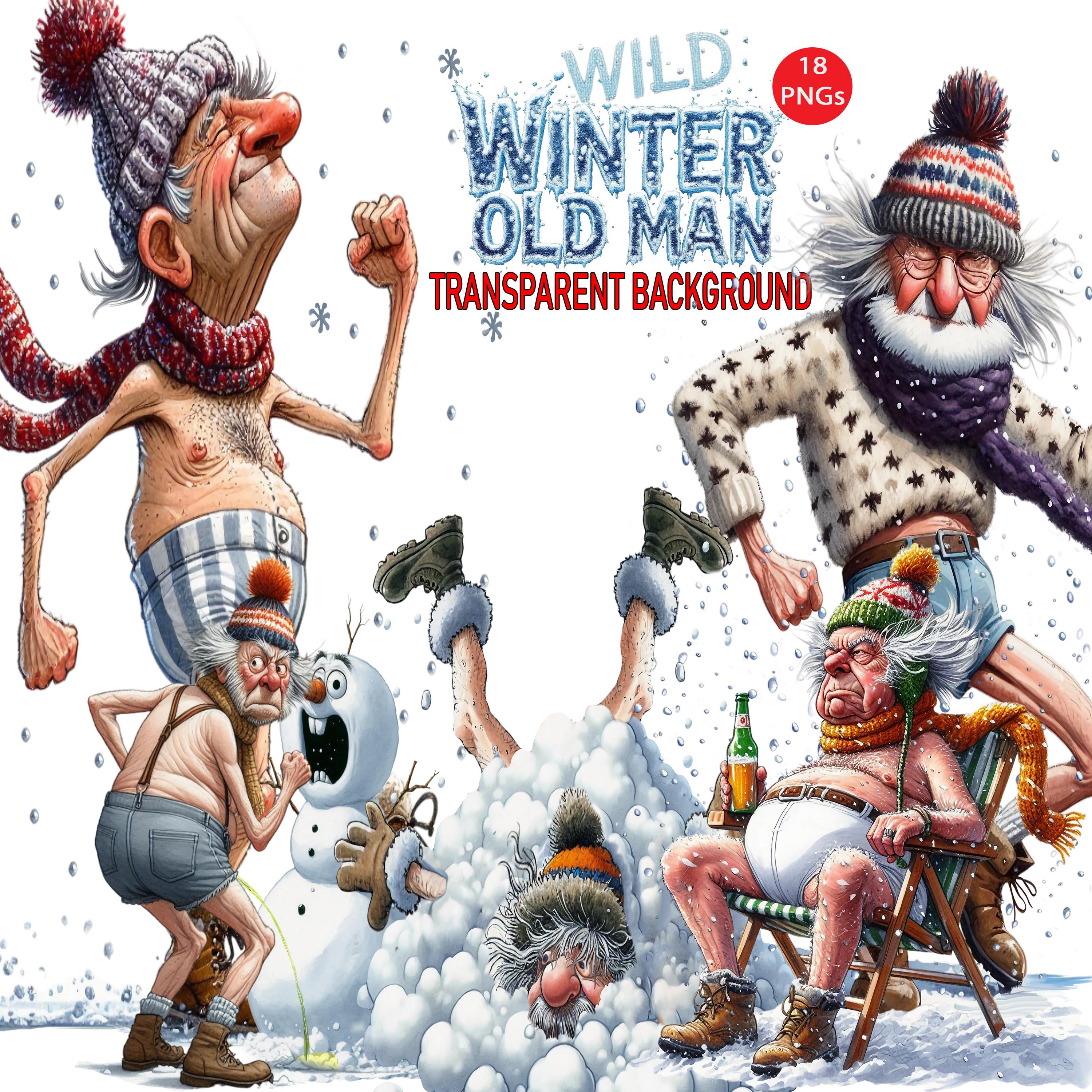 Wild Winter Old Man PNG Clipart: 18 Funny Sassy Grandpa Graphics ...