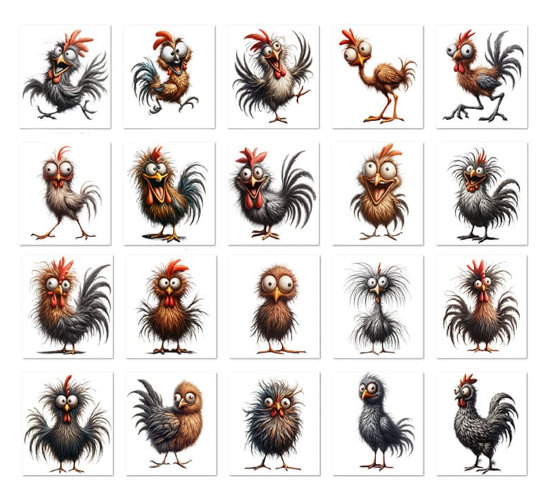 20 Transparent Background Funny Crazy Chickens Clip Art, PNG 300 Dpi ...