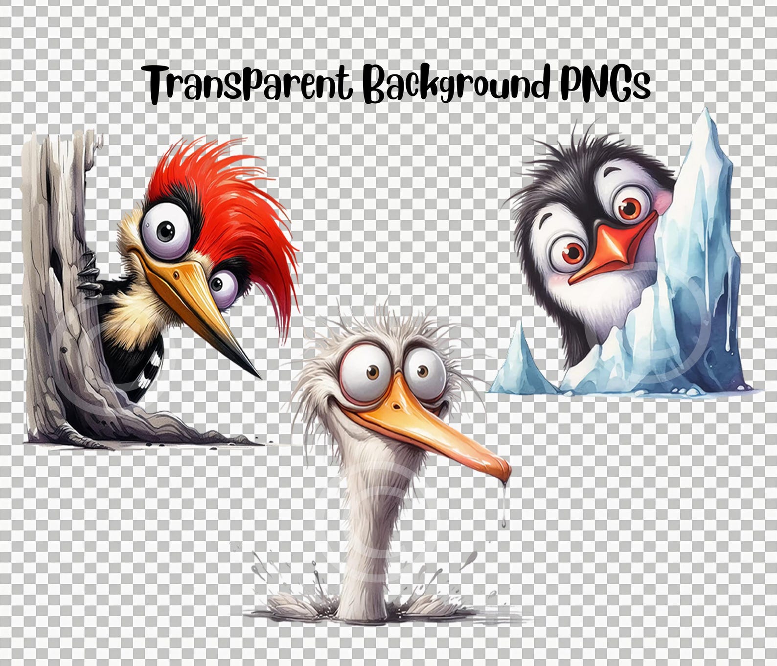 30 Transparent Background Funny Peeking Birds Clip Art, PNG 300 Dpi ...