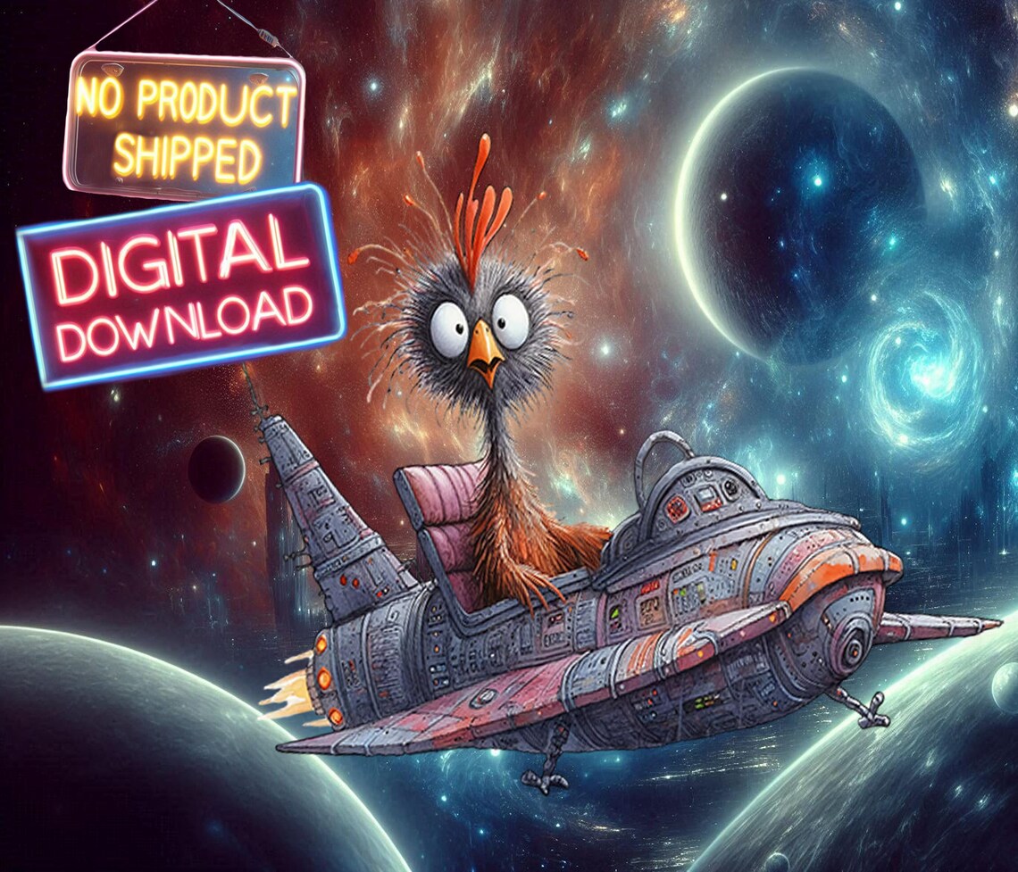 20 Funny Space Chicken Clip Art, Watercolor PNG (digital Download) - Etsy