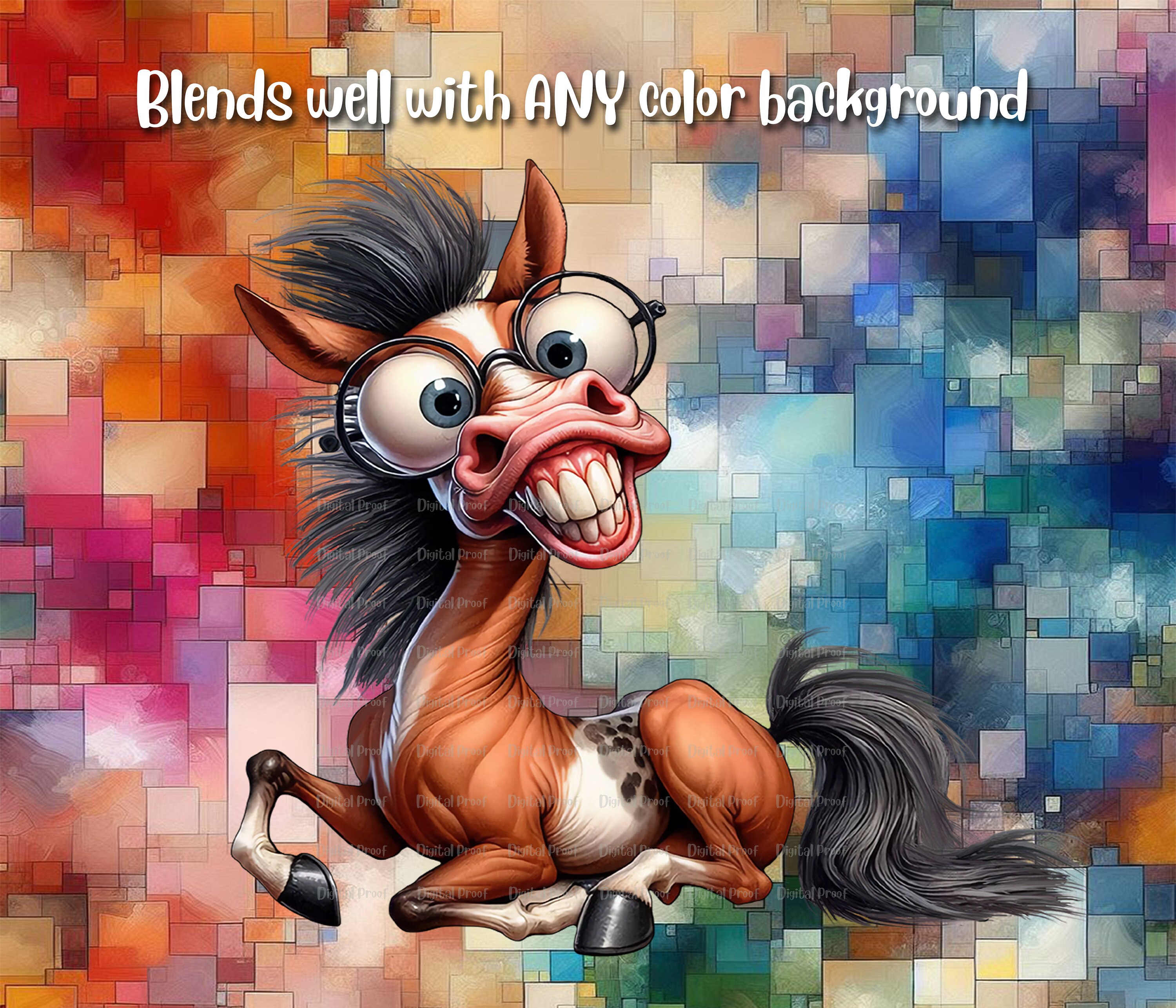 20 Funny Quirky Horse Clip Art, Transparent Background PNG, 300 DPI ...
