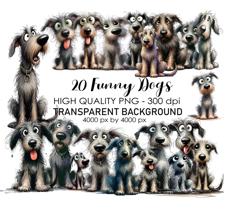 20 Transparent Background Funny Crazy Dogs Clip Art, PNG 300 Dpi High ...