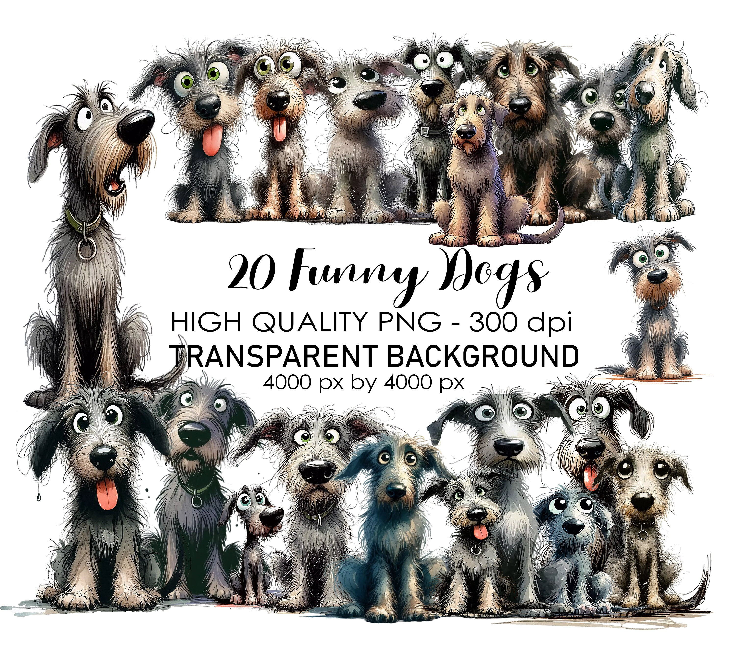20 Transparent Background Funny Crazy Dogs Clip Art, PNG 300 Dpi High ...