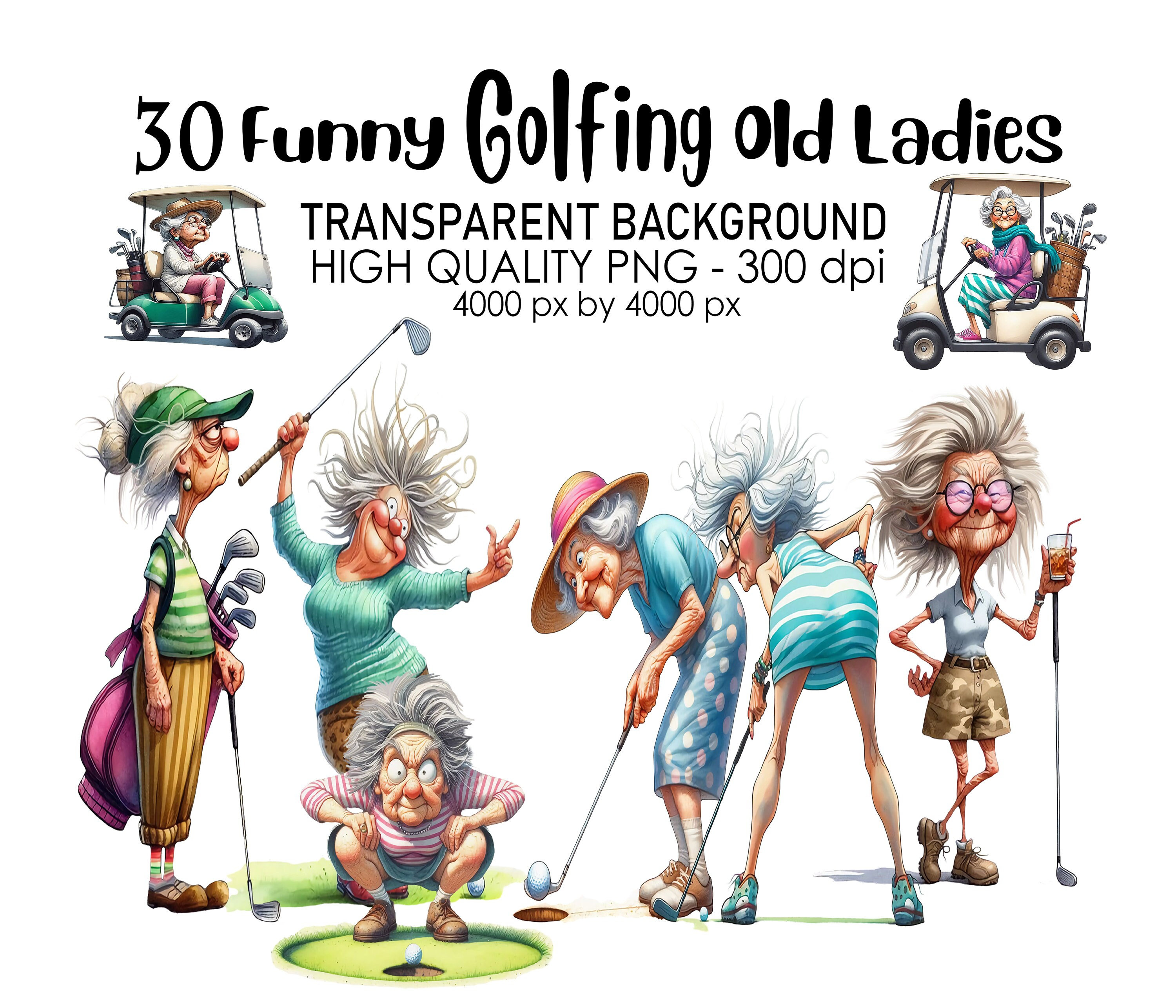 30 Transparent Background Golfing Old Ladies Clip Art, PNG 300 Dpi High ...