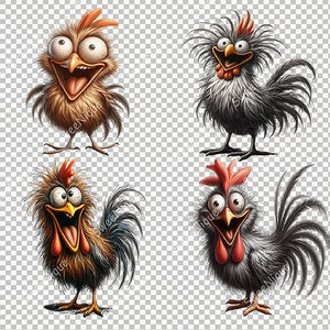 20 Transparent Background Funny Crazy Chickens Clip Art, PNG 300 Dpi ...