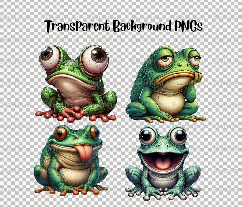 20 Transparent Background Funny Crazy Frogs Clip Art, PNG 300 Dpi High ...
